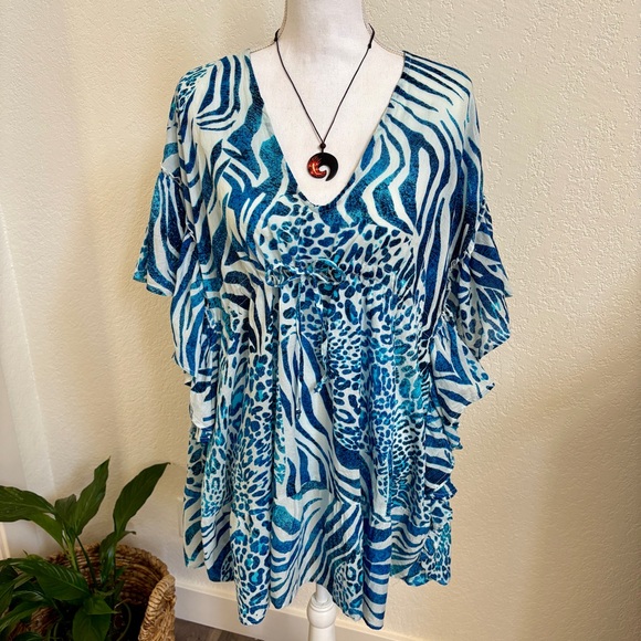 True Destinations | Dresses | True Destinations Cotton Blue And White ...